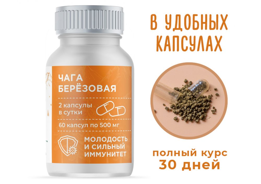 Купить Чагу Берёзовую в капсулах по низкой цене в «Алтайвита»